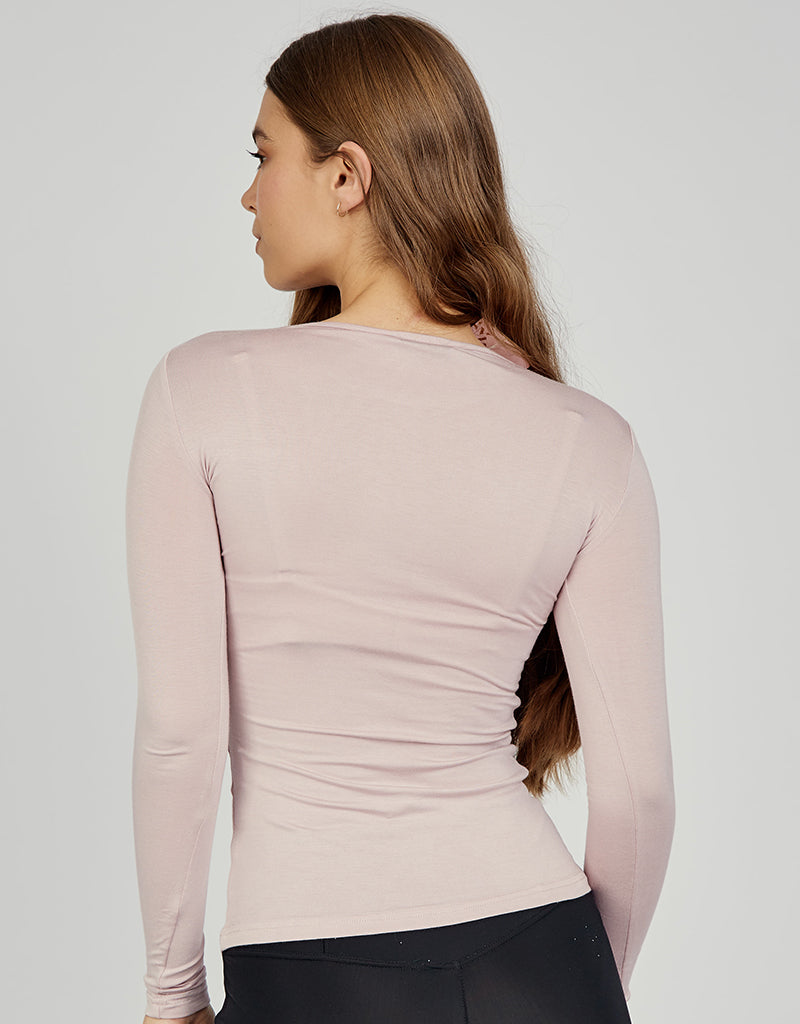 Women Long Sleeve Tops - Low Neck Body Top - Light Shades | Modelle