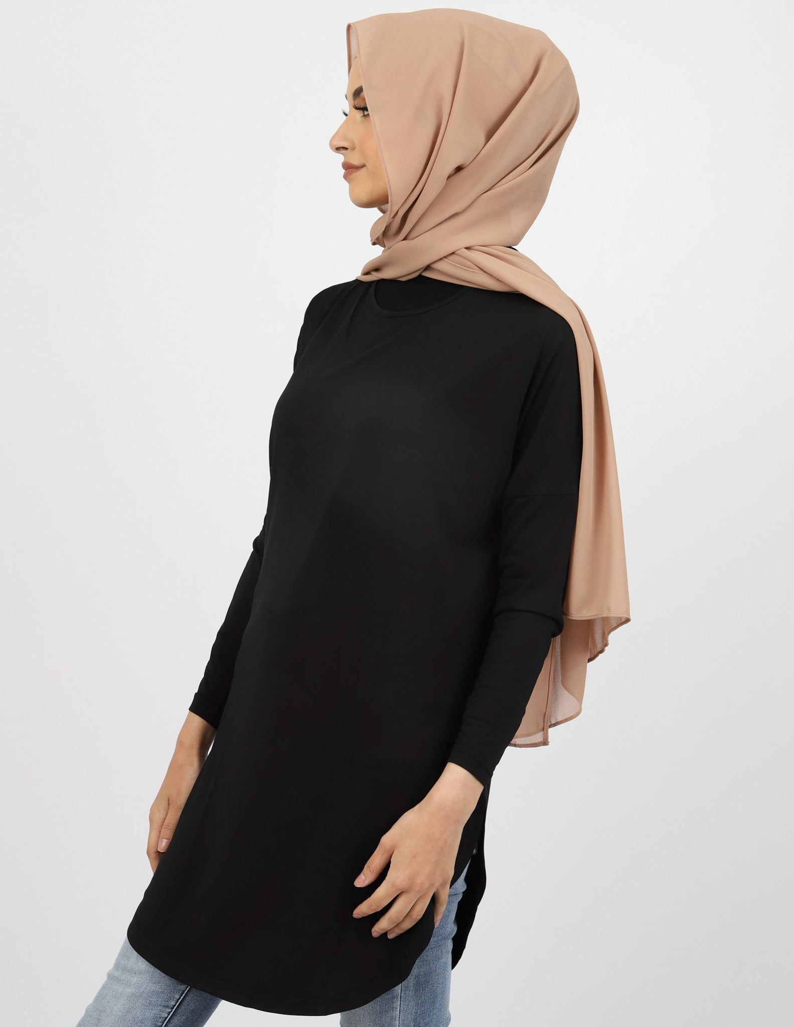 Long Tops For Women - Basic Long Sleeve Loop Top - Dark Shades | Modelle