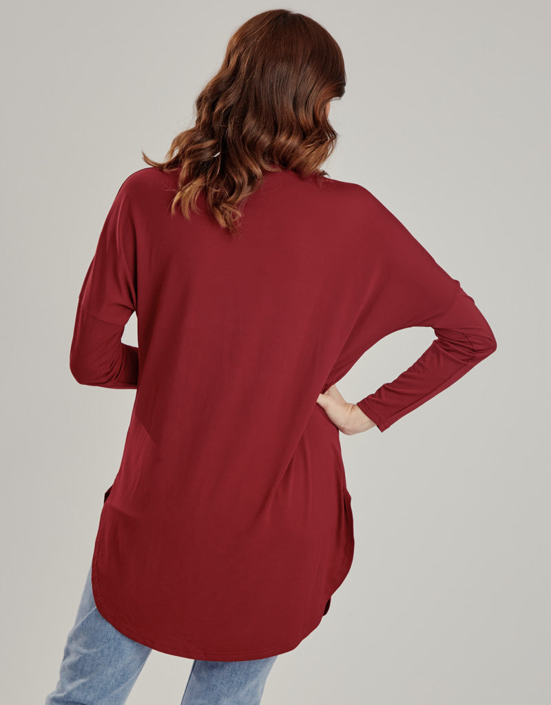 Long Tops For Women - Basic Long Sleeve Loop Top - Dark Shades | Modelle